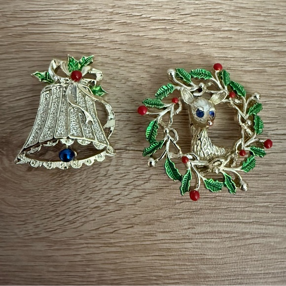 Gerry'S | Jewelry | Vintage Gerrys Christmas Brooch Lot Reindeer Wreath ...